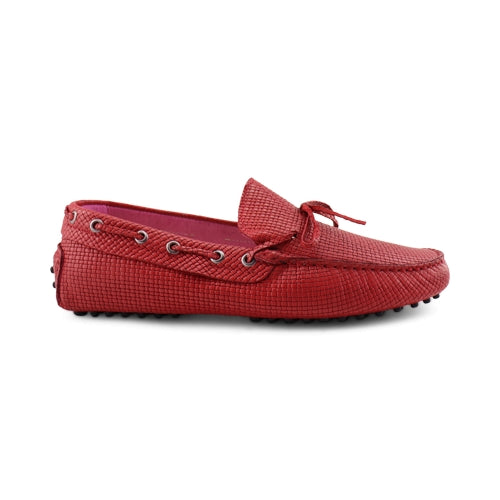 Red driving shoes in woven leather | Handmade Footwear