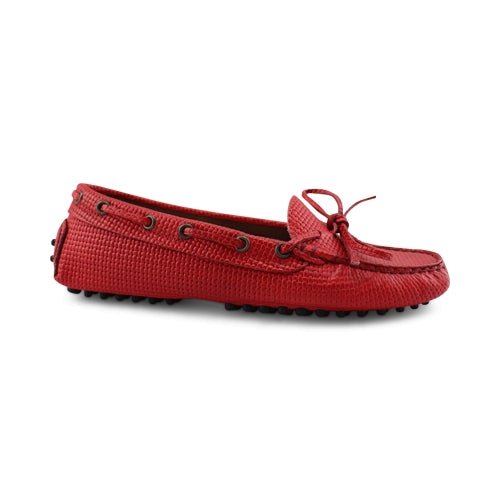 Red driving shoes in woven leather | Handmade Footwear