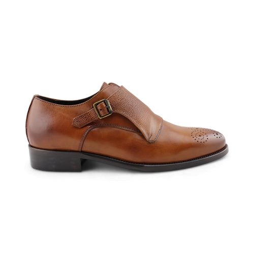 Men's shoes with one buckle in brown leather